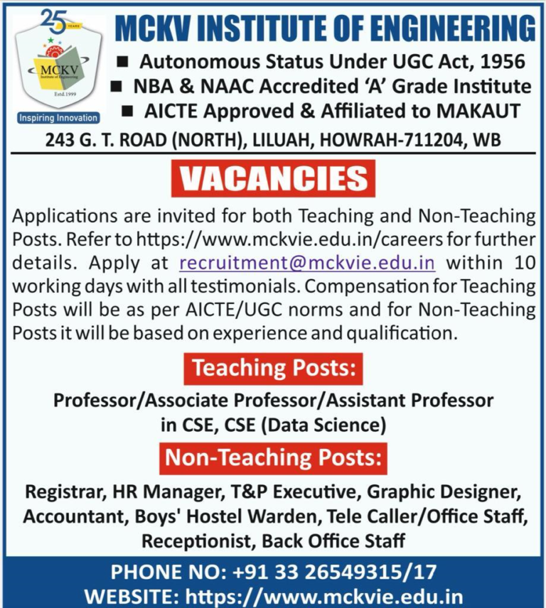 Careers - MCKV Institute of Engineering