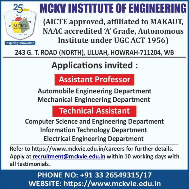 Careers - MCKV Institute of Engineering
